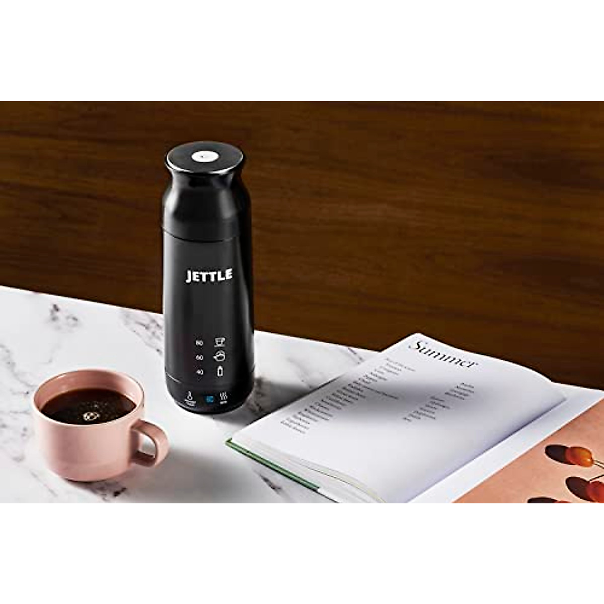 Jettle Electric Kettle - Travel Portable Heater for Coffee, Tea, Milk, Soup - Stainless Steel Travel Water Boiler tea pot with Temperature Control, LED, Automatic Power Off - 450ml, Kitchen Appliance