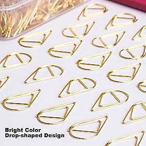 300 Pieces Gold Cute Paper Clips Stainless Steel Drop-Shaped Paper Clips for School Office Supplies Baby Shower Crafts Scrapbooking Bookmarks Kids Women Planners by VENCINK