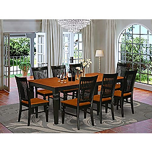 East West Furniture LGWE9-BCH-W Dining Set, 9 Pieces