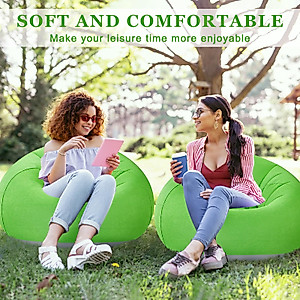 Realspring 2 Pcs Bean Bag Chairs for Adults Kids Inflatable Chairs with Electric Air Pump Blow up Chair Inflatable Lazy Sofa Folding Portable Inflatable Chair for Living Room Bedroom(Green)