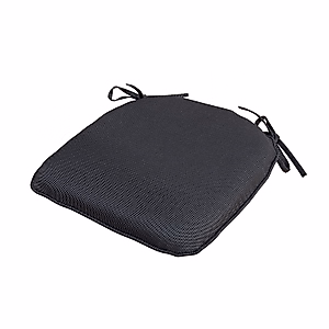 COZPLEN Outdoor Non Slip Chair Pad, Bistro U-Shaped Dining Chair Seat Cushions with Ties, 14x14 inch, Set of 2, (Black)