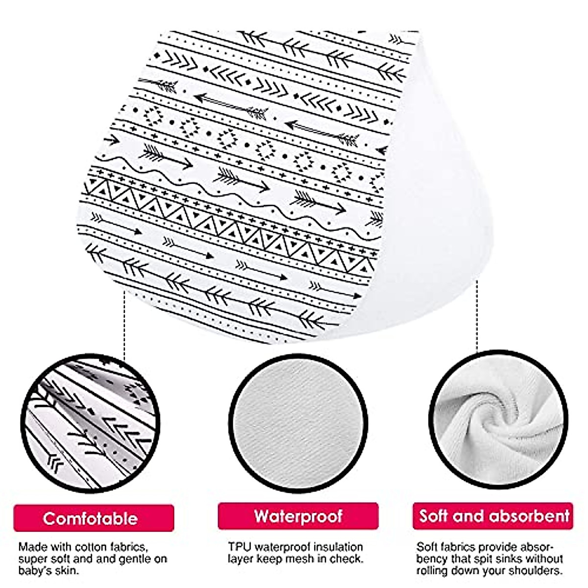 Zooawa 5 Pack Baby Burp Cloths, Multi-use and Absorbent Burp Set Christmas Soft Large Burping Towels Bib with Waterproof Layer for Baby Girls Boys, Color C