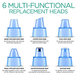 VOYOR Blackhead Remover Pore Vacuum - Electric Face Vacuum Pore Cleaner Acne White Heads Removal with 6 Suction Heads (BR410)