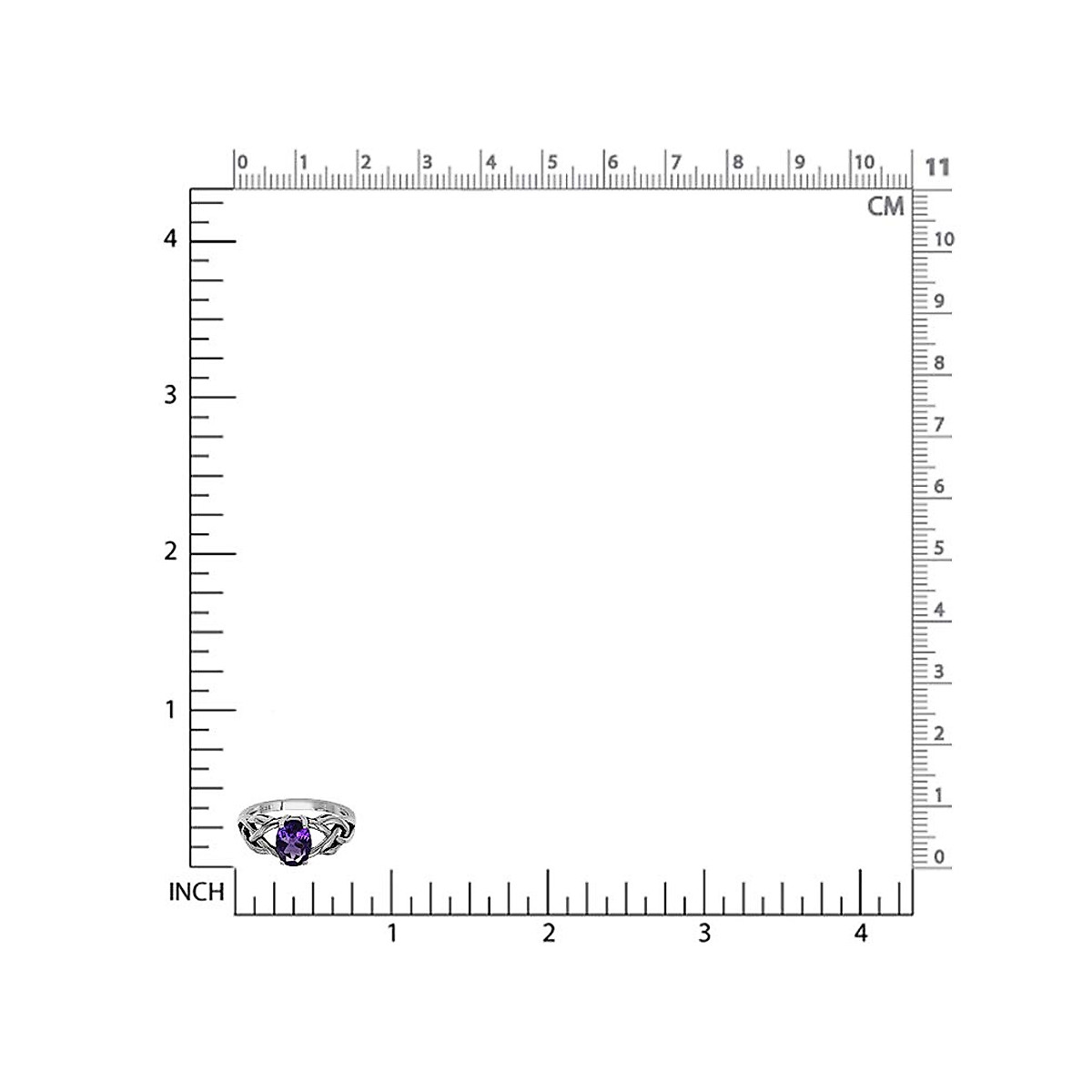 Silvershake 1.18ct. Natural African Amethyst 925 Sterling Silver Celtic Knot Solitaire Ring Size 9