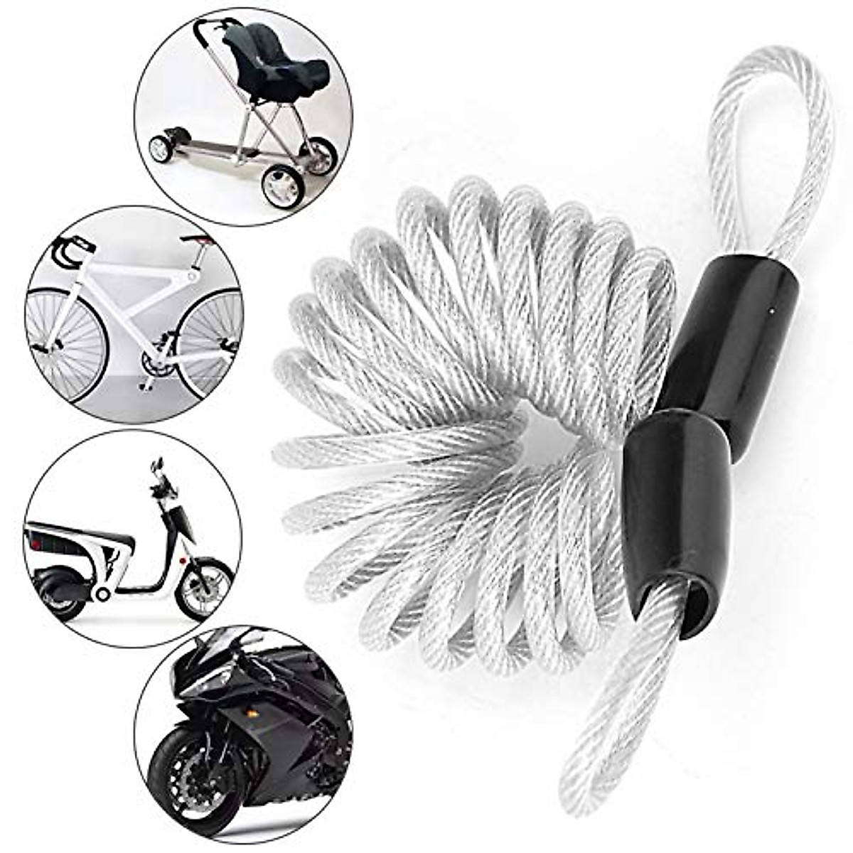 Pinsofy Wire Lock Steel Wire Lock, Bicycle Lock, Anti Theft Secure Durable for Luggage Bicycle Helmet