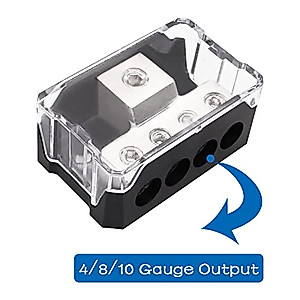 Seamaka 2PCS 4 Way Power Distribution Block,0/2/4 AWG Gauge in 4/8/10 Gauge Out,Amp Distribution Connecting Block for Car Audio Splitter O-072-2PCS