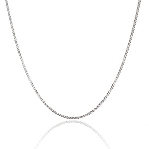 925 Sterling Silver Wheat Chain 2mm - Italian Spiga Sterling Silver Necklace Chain with Lobster Claw Clasp, Nickel Free 925 Silver Chain Necklace in lengths from 16-30 Inches