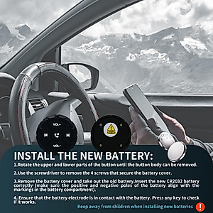 Jaesien Bluetooth Media Button Remote,Waterproof Wireless Music Controller for Car Bike Motorcycle,Steering Wheel Control Button Compatible for iPhone/Android Phone Black