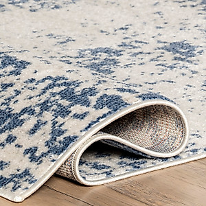 nuLOOM Deedra Modern Abstract Area Rug - 8x10 Area Rug Modern/Contemporary Blue/Ivory Rugs for Living Room Bedroom Dining Room Kitchen