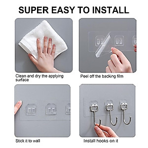 Venupple Adhesive Coat Rack with 6 Hooks, 4 Packs Heavy Duty Wall Hook for Hanging Coat Hat Towel Purse Robes Keys Mudroom Bathroom Entryway, Coat Hooks