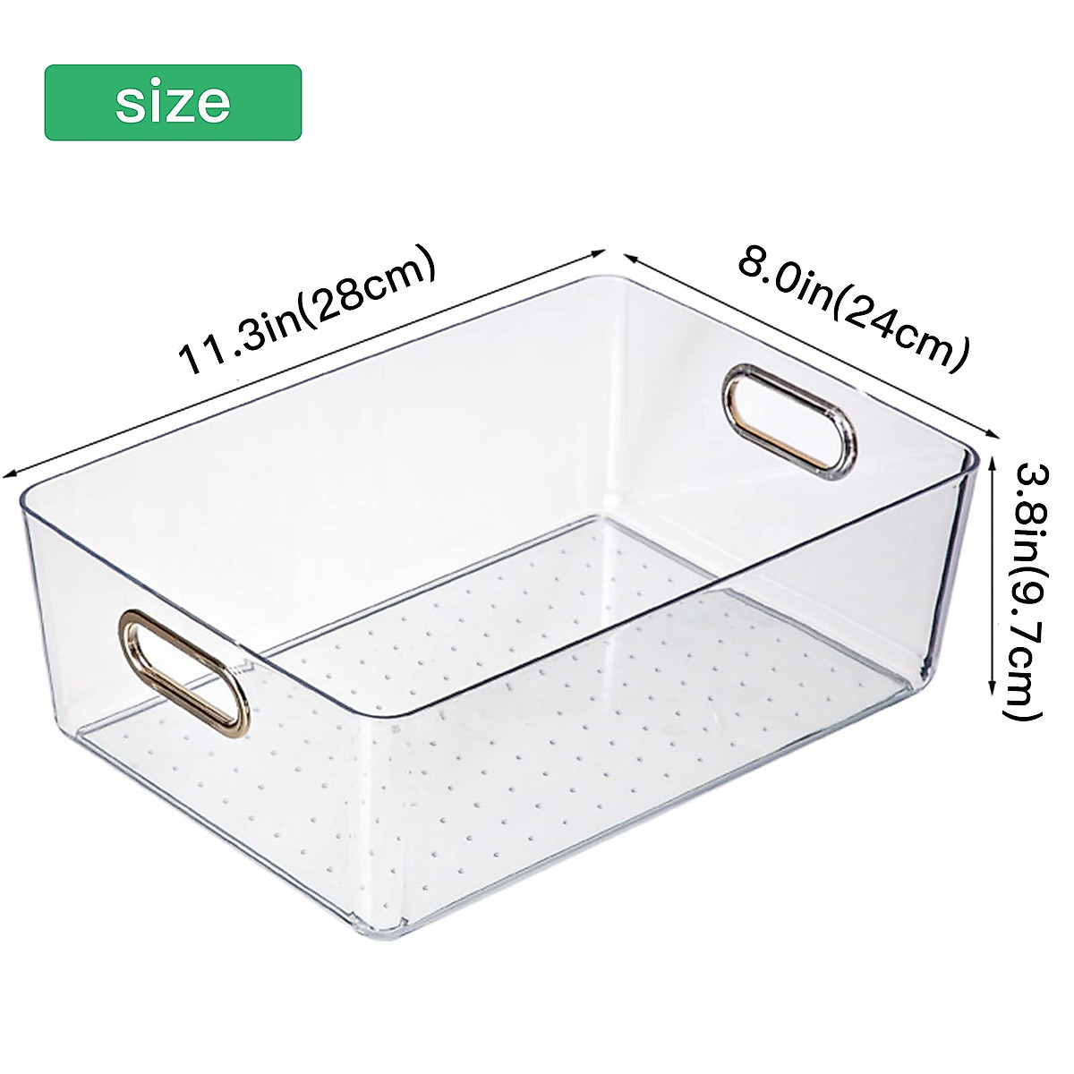 SEL NATURAL 2Pcs Plastic Storage Bins,Kitchen Organization Pantry Storage,Fridge Organizer, Cabinet Organizers and Storage Bins with Handles for Counter-tops, Refrigerator, Bedrooms, Bathrooms