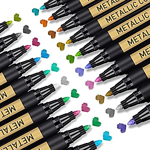 Metallic Paint Markers Pens Set: 20 Colors Paint Pen Craft Markers for Art Rock Painting, Photo Albums, Scrapbooking, Black Paper, Mug, Wood, Easter Eggs Painting, Drawing & Art Supplies for Adults