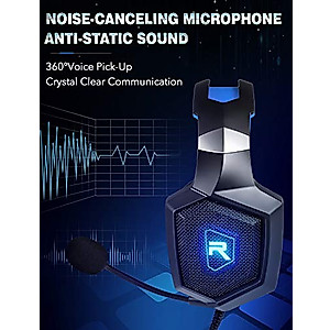 GIZORI Gaming Headset, Xbox Headset, Gaming Headphones with Microphone Surround Sound, Noise Canceling with Mic & LED Light, Compatible with PC PS5, PS4, PS2, Xbox Series, Sega Dreamcast, Laptop, Blue