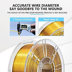 iBOSS PLA Plus (PLA+) 3D Printer Filament 1.75mm,1kg Spool (2.2lbs) Silk Shiny Filament 3D Printing Filament,Dimensional Accuracy +/- 0.02mm,PLA Pro 3D Filament,Fit Most FDM Printer(Slik Gold)