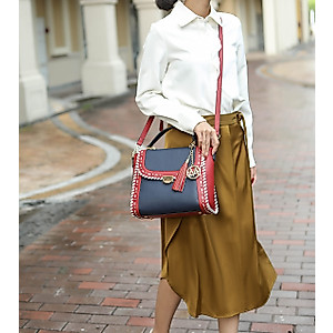 MKF Crossbody Satchel Bags for Women – PU Leather Shoulder Pocketbook Handbag – Lady Top Handle Tote Purse Black