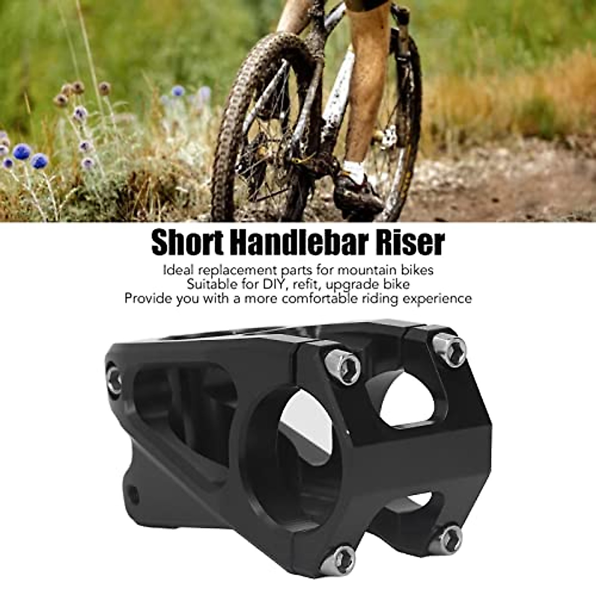 Yuecoom Mountain Bike Stem, 31.8mm Aluminum Alloy Black CNC Bicycle Short Handlebar Stem Hollow Design DIY Accessories