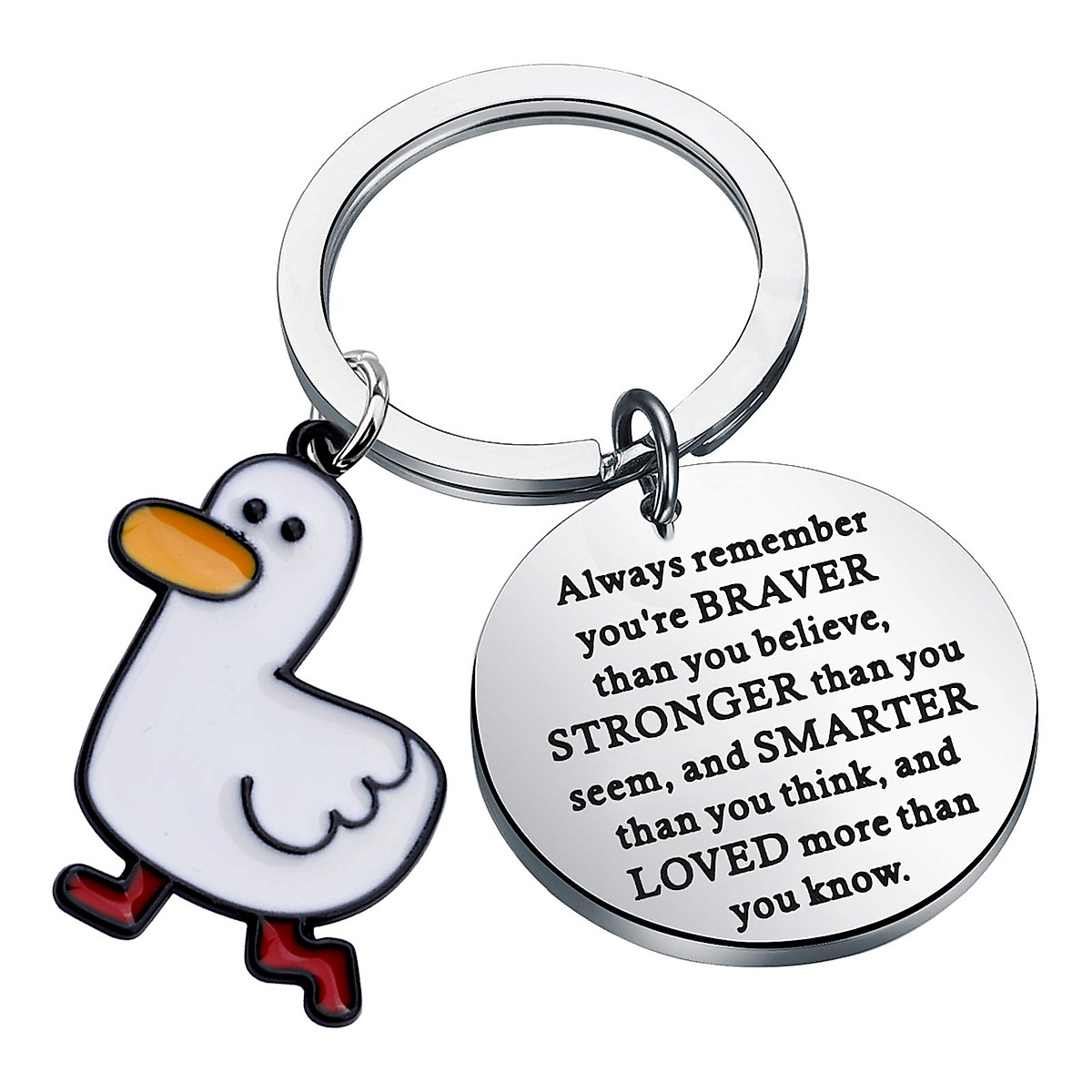 WSNANG Cute Duck Jewelry You are Braver Stronger Smarter Than You Think Keychain Duck Inspirational Gifts for Duck Lover (Duck Always KC)