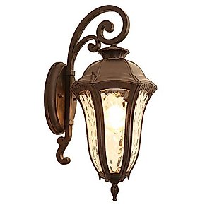 MUMUMI Waterproof Gate Villa Outdoor European Style Wall Lamp E27 Home Garden Creative Personality Coffee Color Wall Sconces Lights, Industrial Wall Light (Size : S)