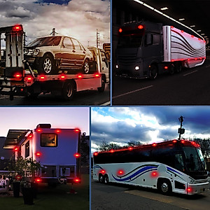 Nilight Double Bullseye Marker Light 5PCS Red 10LED Rectangular Clearance Front Side Rear Indicator Lights Surface Mounted for 12V Truck Camper RV Boat Lorry