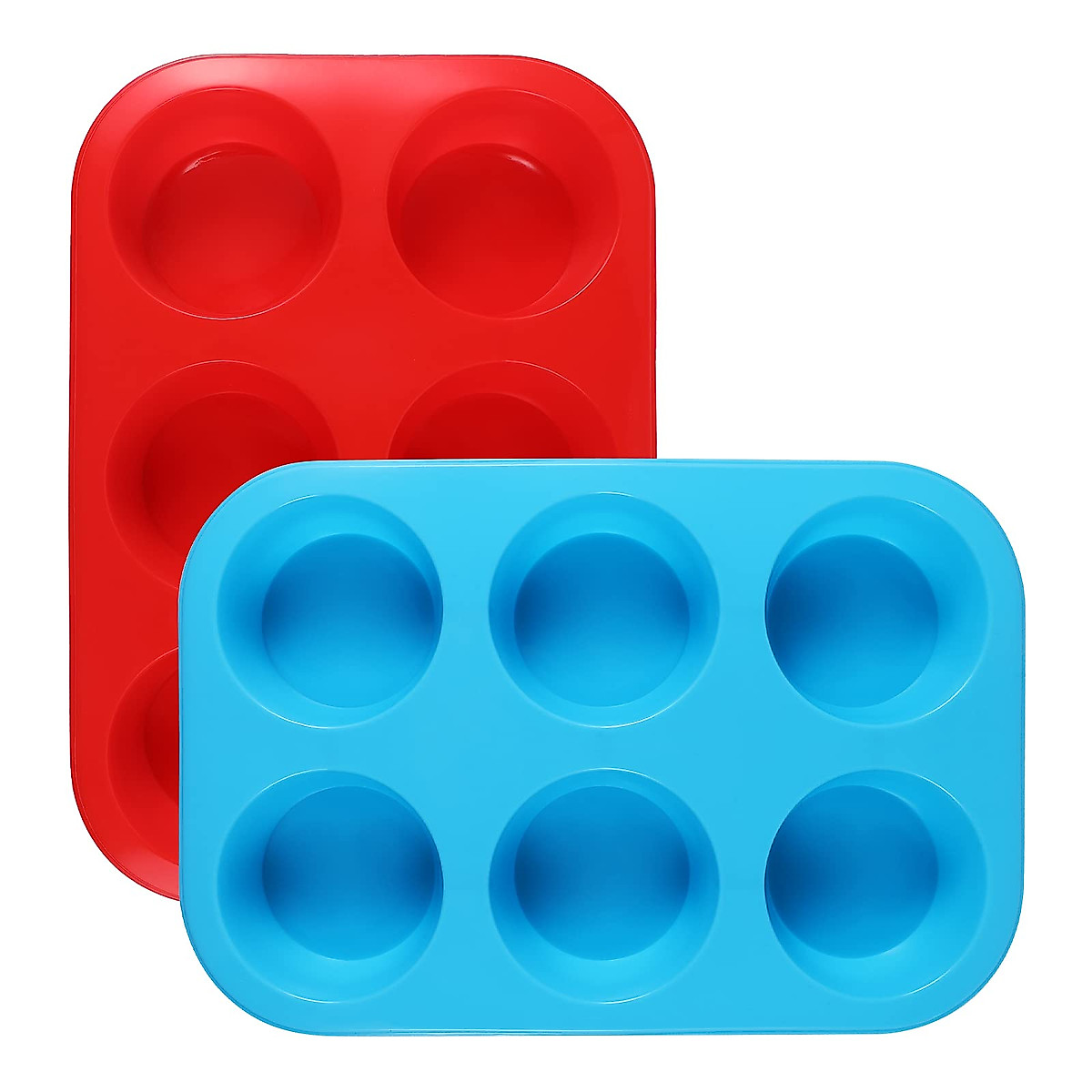 TRUSBER Muffin Pan, 2.75 Inch Silicone Muffin Tin with 6 Cups Silicone Cupcake Molds - 2 PACK Large Cupcake Liner Pan, BPA FREE & Dishwasher Safe