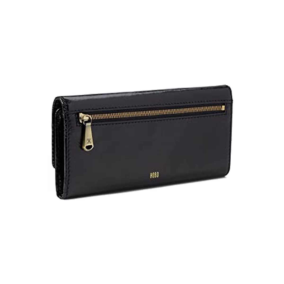 HOBO Jill Large Trifold Clutch For Women - Leather Construction With Mettalic Accent On Exterior, Gorgeous and Stunning Clutch Wallet Black One Size One Size