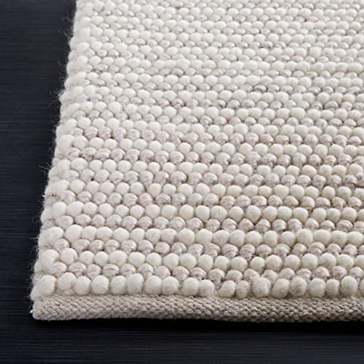 SAFAVIEH Natura Collection Area Rug - 8' x 10', Ivory & Beige, Handmade Farmhouse Boho Wool, Ideal for High Traffic Areas in Living Room, Bedroom (NAT220B)