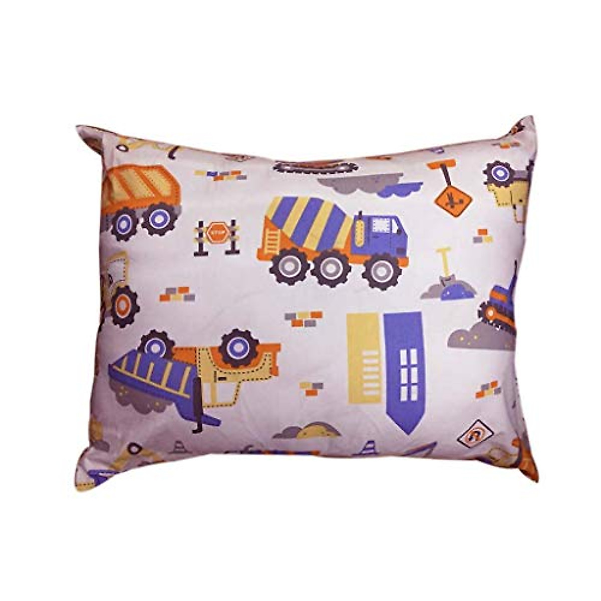 Bacati Construction Multicolor Boys Cotton 4 Piece Toddler Bedding Set 100 Percent Cotton Includes Reversible Comforter, Fitted Sheet, Top Sheet, and Pillow Case for Boys