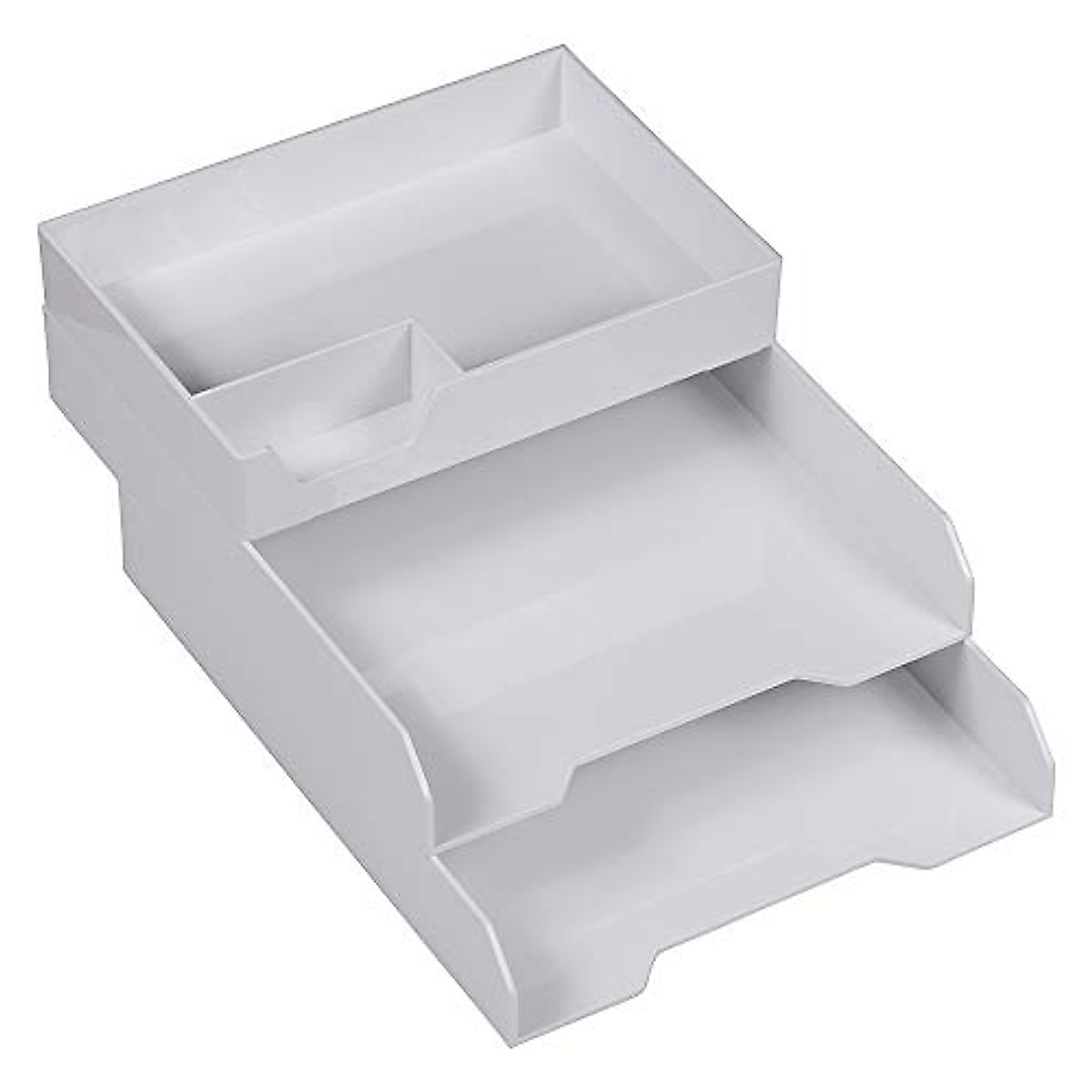 JAM PAPER Stackable Desktop Trays - White - Office Desk Supply & Paper Organizer Set - 1 Top Tray & 2 Letter Trays/Pack