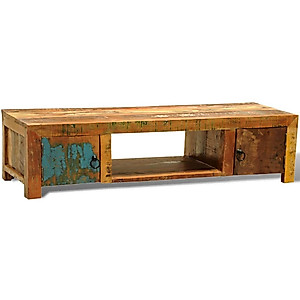 THYUOVAI Reclaimed Wood TV Cabinet,Media Cabinet Tv Console Stereo Cabinet Low Board Plasma Cabinet Suitable for Living Room,Bedroom,Closet,Hallway with 2 Doors Vintage Antique-Style