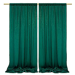 SHERWAY 2 Panels 4.8 Feet x 10 Feet Hunter Green Thick Satin Backdrop Drapes, Non-Transparent Window Curtains for Wedding Bridal Shower Birthday Christmas Party Stage Decor