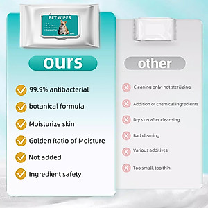 Pet Hypoallergenic Wipes,Extra Thick Cat Wipes for Cleaning Pet's Paws,Ears,Butt,Face and Eyes,Portable Organic Paw Wipes for Cats,Ideal for Home or Trave (320 Count (Pack of 4))