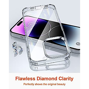 HOOMIL Case for iPhone 14 Pro Max, Anti-Yellowing Hard Back Soft Bumper Shockproof - Crystal Clear
