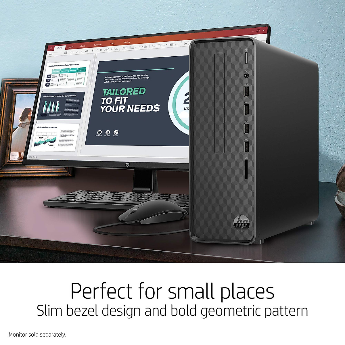 HP - S01-aF0011 Slim Desktop, AMD Athlon Silver 3050U, 4GB RAM, 256 GB SSD, Windows 10 Home (S01-aF0011, Black) Jet Black