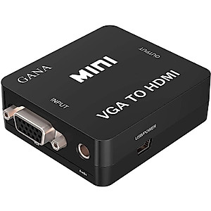GANA VGA to HDMI Adapter, Mini Vga Adapter Box Steadily Convert Full HD Audio Video Below 1080P from VGA to HDMI, Support HDTV PC Laptop Monitor Computer Mac Projector