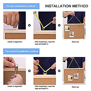 Cork Bulletin Board,7.9x11.8 Inch Hanging Pin Cork Boards for Office Home School Picture Display (S)