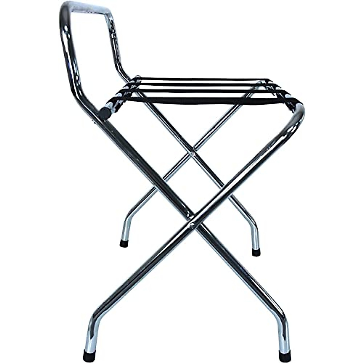 USTECH Single Tier X-Shape Folding Luggage Rack with High Back | Durable Metal Stand & Heavy-Duty Nylon Straps for Guest Room Storage & Suitcase Holder | Perfect for Bedroom & Closet