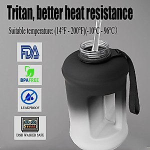 POPOACTI Sports Water Bottle, 63 Oz/1800mL, Leak Proof BPA Free Travel Outdoor For Men Women (Gradient_Black)