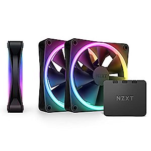 NZXT F120 RGB Duo Triple Pack - 3 x 120mm Dual-Sided RGB Fans with RGB Controller – 20 Individually Addressable LEDs – Balanced Airflow and Static Pressure – Fluid Dynamic Bearing – PWM – Black