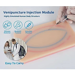 Injection Training Pad Model, Reusable and Durable for Medical Students Practice/Training,4 Veins Imbedded 3 Skin Layers
