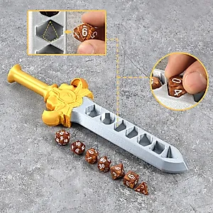Dice Dagger with 7PCS D20 Dice Dungeons and Dragons Dice Set DND Dice Holder Polyhedral Dice Gift Sword D&D Dice Scabbard Dice Box Sword Dagger Polyhedral Dice Storage Dice D20 Brown