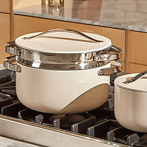 Caraway Steamer - Stainless Steel Steamer with Handles - Non Stick, Non Toxic Coating - Steam Veggies, Seafood, and More - Compatible With Our Dutch Oven or Sauce Pan - Large