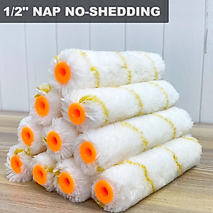 Great Andrew 10 Pack 6 Inch Paint Rollers for All Paints, 1/2" Nap Acrylic Paint Roller Covers, Paint Roller Set for Painting Walls House, 6" Paint Roller Refills