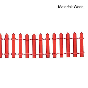 MECCANIXITY Miniature Garden Fence, 35 Inch Long Wood Ornament Wooden Decorative Picket Fence for DIY Crafts Project, Red