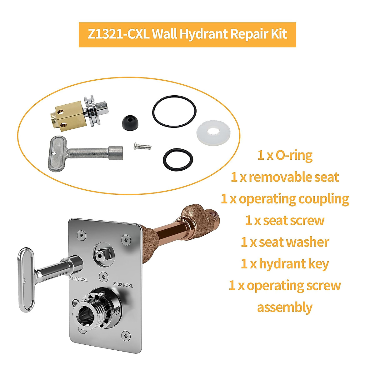 Denkuhin HYD-RK-Z1321-CXL Wall Hydrant Repair Kit Compatible with Wall Hydrant, Replace Part for Z1321-CXL Z1320-CXL