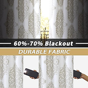 DriftAway Curtains for Bedroom Room Darkening Blackout Curtain 84 Inch Medallion European Floral Drapes for Living Room Damask Pattern Lined Window Treatments Grommet 2 Panels