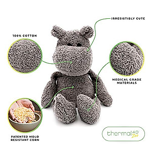 Thermal-Aid Zoo — Mini Happy The Hippo — Kids Hot and Cold Pain Relief Boo Boo Tool — Heating Pad Microwavable Stuffed Animal and Cooling Pad — Easy Wash, Natural Sleep Aid