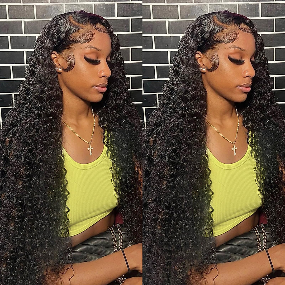 Midulla 13x6 Deep Wave Lace Front Wigs Human Hair Pre Plucked 180% Density HD Lace Front Wigs Human Hair Deep Wave Glueless Frontal Wigs Human Hair Wigs for Black Women Free Part 22 Inch