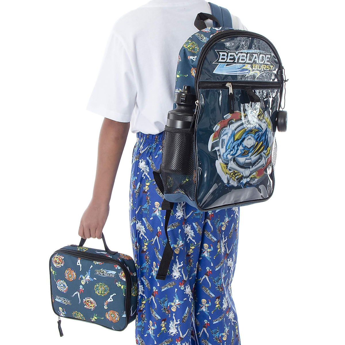 Beyblade Burst Spinner Tops Backpack Lunch Bag Water Bottle Ice Pack 5 PC Mega Set