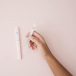 Best Crystal Glass Nail File for Women, Protective Travel Case, Professional Salon Fingernail Files for Pretty Manicure, Great for Natural, Gel and Acrylic Fake Nails, Better Emery Boards, Pink 2mm