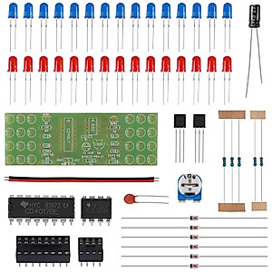 DORHEA 3 Set LED Flashing Lights Practice Board - NE555 CD4017 IC Kits - Red Blue Dual-Color DIY Kit - Strobe Electronic Suit Flashing Lights Components